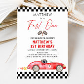 Race Car First Birthday Fast One Invitation | Zazzle