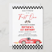 Race Car First Birthday Fast One Invitation | Zazzle