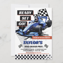 Race Car Formula One Birthday Party Invitation | Zazzle