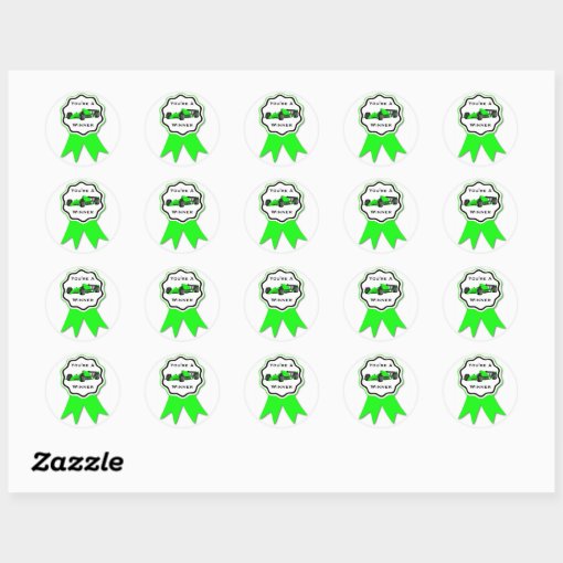 Race Car Green Ribbon Sticker | Zazzle