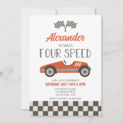 Race Car Made Four Speed Birthday Invitation | Zazzle