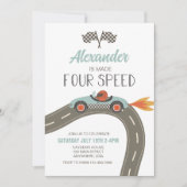 Race Car Made Four Speed Birthday Invitation | Zazzle