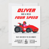 Race Car Need for Speed 4th Birthday Party Invitation | Zazzle