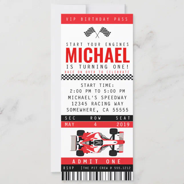 RACE CAR PARTY INVITE | Zazzle