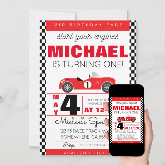 RACE CAR PARTY INVITE | Zazzle