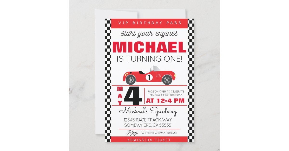 RACE CAR PARTY INVITE | Zazzle
