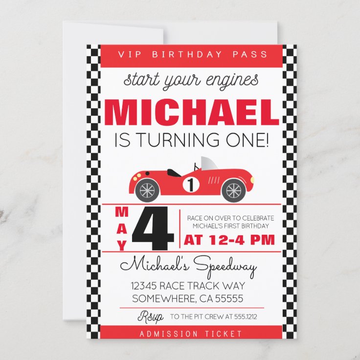 RACE CAR PARTY INVITE | Zazzle