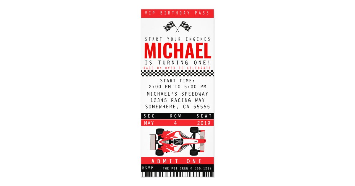 RACE CAR PARTY INVITE | Zazzle.com