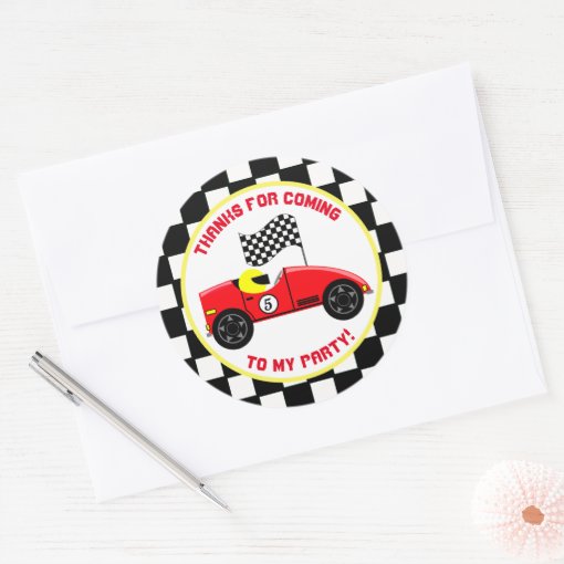 Race Car Personalized Birthday Party Stickers | Zazzle