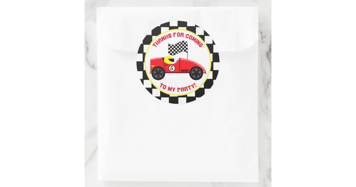 Race Car Personalized Birthday Party Stickers | Zazzle