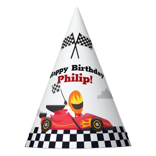 Race Car Racing Birthday Party Party Hat | Zazzle