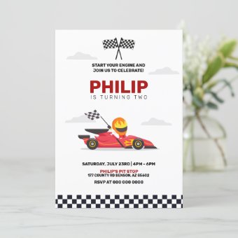 Race Car Racing Boy Birthday Party Invitation | Zazzle