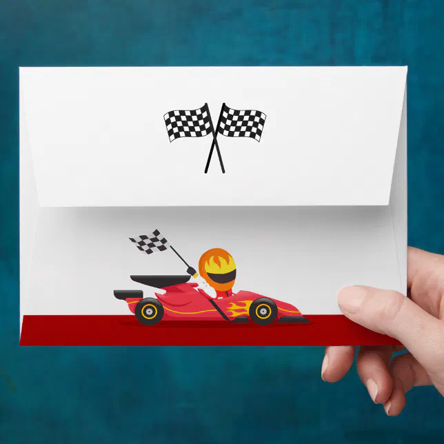 Race Car Racing Two Fast Boy Birthday Party Envelope | Zazzle