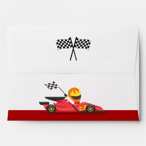 Race Car Racing Two Fast Boy Birthday Party Envelope | Zazzle
