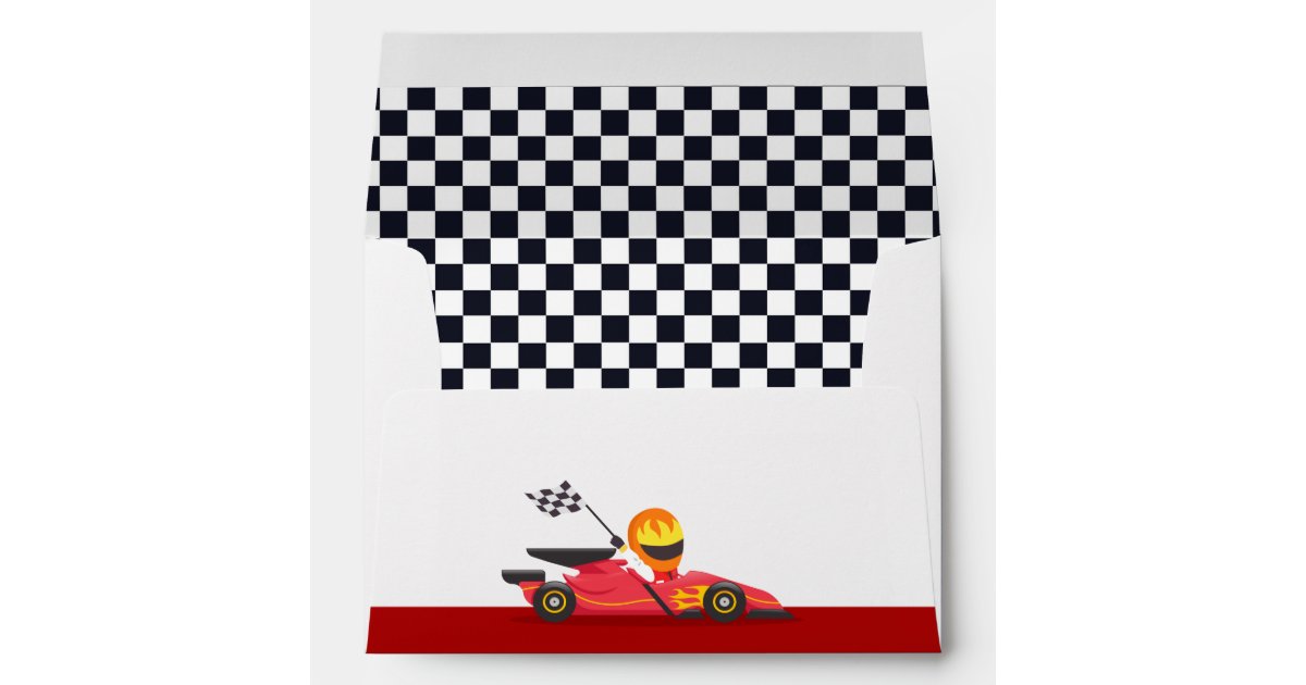 Race Car Racing Two Fast Boy Birthday Party Envelope | Zazzle