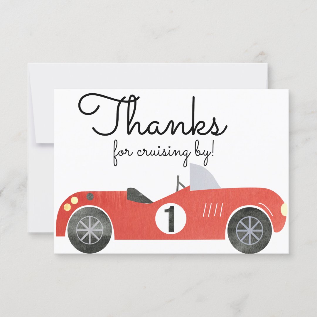 RACE CAR THANK YOU CARD | Zazzle