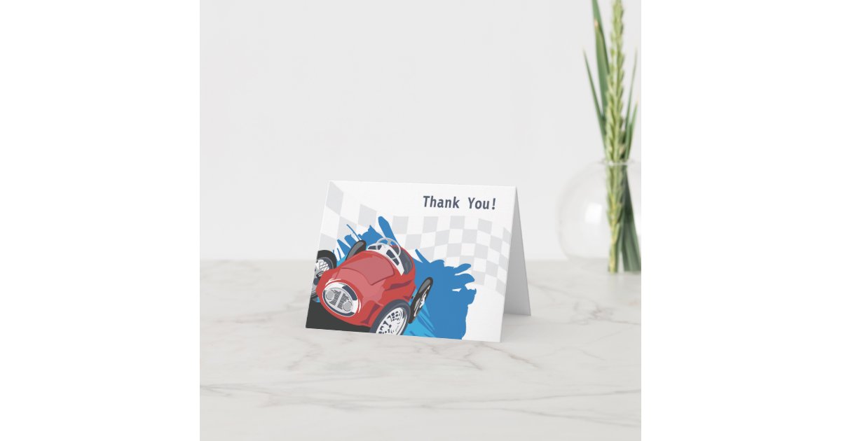 Race Car Thank You Card | Zazzle