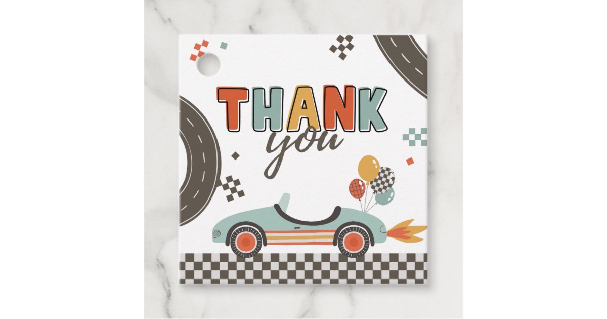 Race Car Thank You Card Favor Tags | Zazzle
