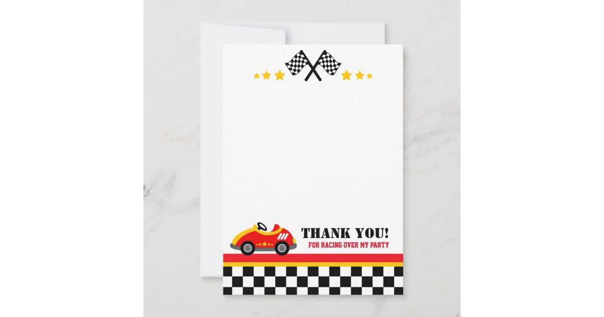 Race Car Thank You Notes | Zazzle