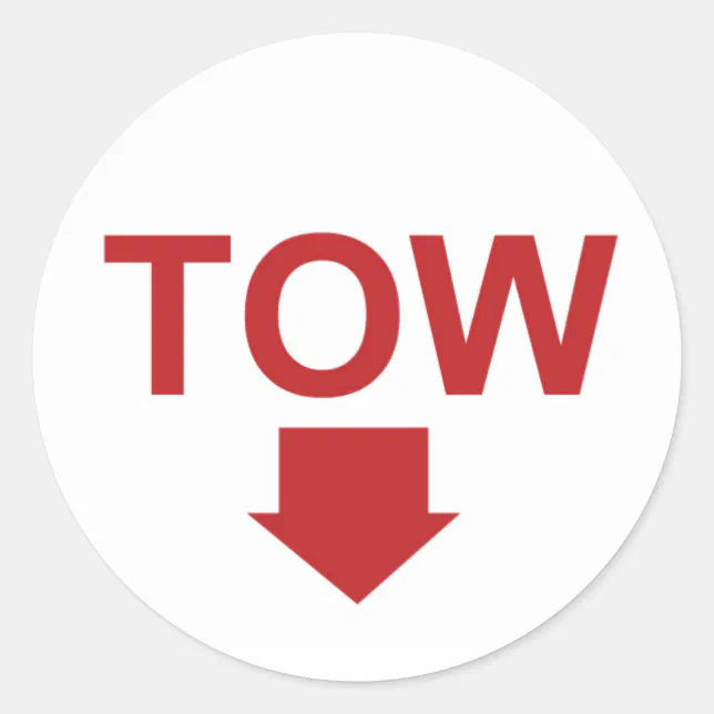 Race car "TOW" Sticker Set with Arrow, White | Zazzle