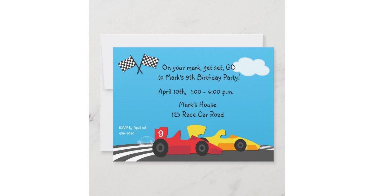 Race Car Track Birthday Invitation | Zazzle