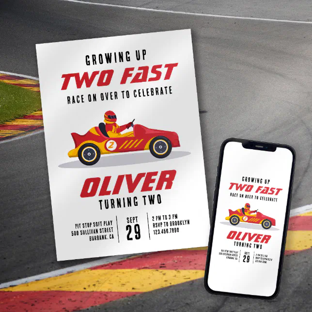 Race Car Two Fast 2nd Birthday Party Invitation | Zazzle Race Car Two Fast 2nd Birthday Party Invitation | Zazzle