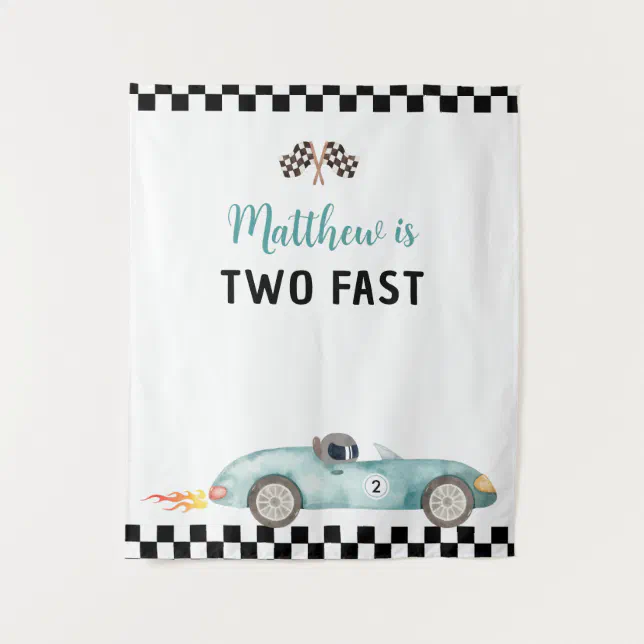 Race Car Two Fast Birthday Backdrop | Zazzle