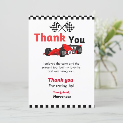 Race car two fast birthday party thank you card | Zazzle Race car two fast birthday party thank you card | Zazzle