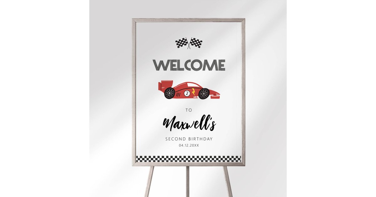 Race Car Welcome Sign | Zazzle