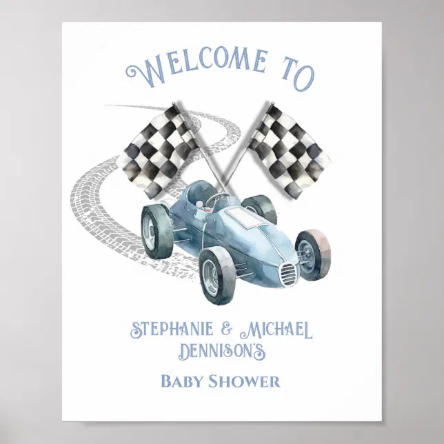 Race Care Baby Shower Welcome Sign | Zazzle