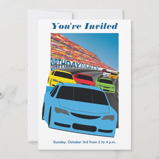 Race Cars Birthday Party Invitation - Editable | Zazzle