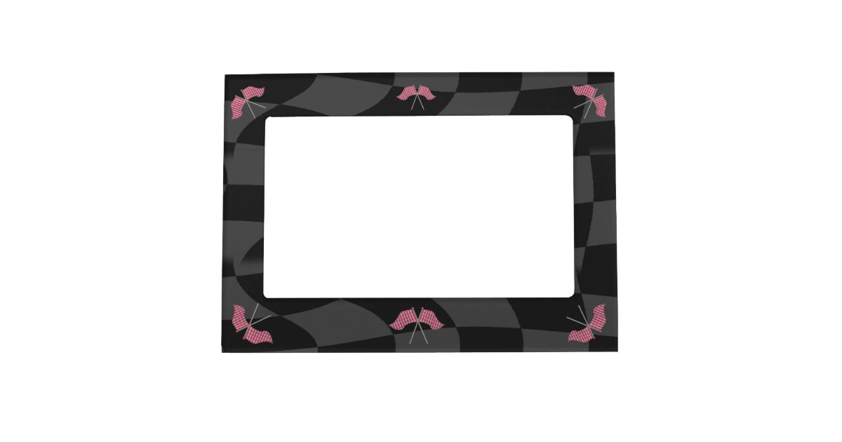 Race Checkered Flags Magnetic Photo Frame | Zazzle