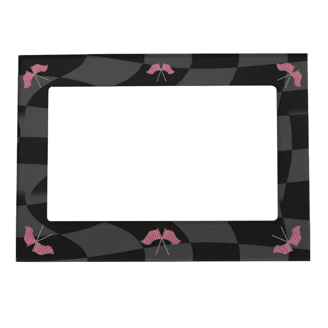 Race Checkered Flags Magnetic Photo Frame | Zazzle