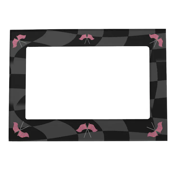 Race Checkered Flags Magnetic Photo Frame | Zazzle