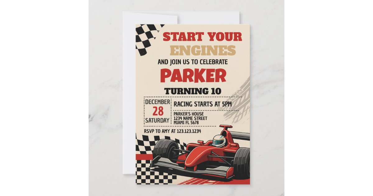 Race Day Birthday Invitation | Zazzle