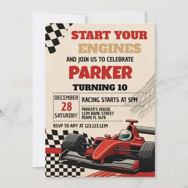 Race Day Birthday Invitation | Zazzle
