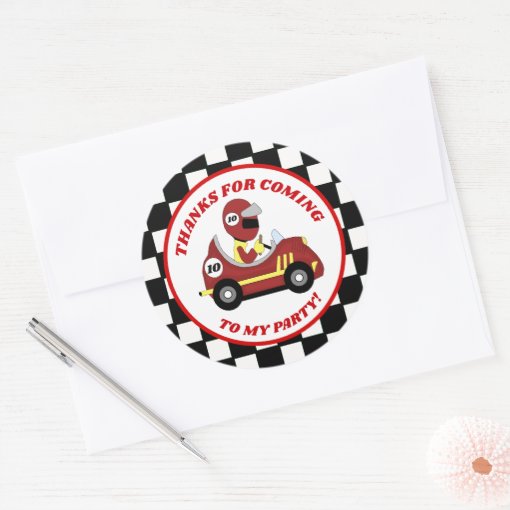 Race Fans Personalized Birthday Party Stickers | Zazzle