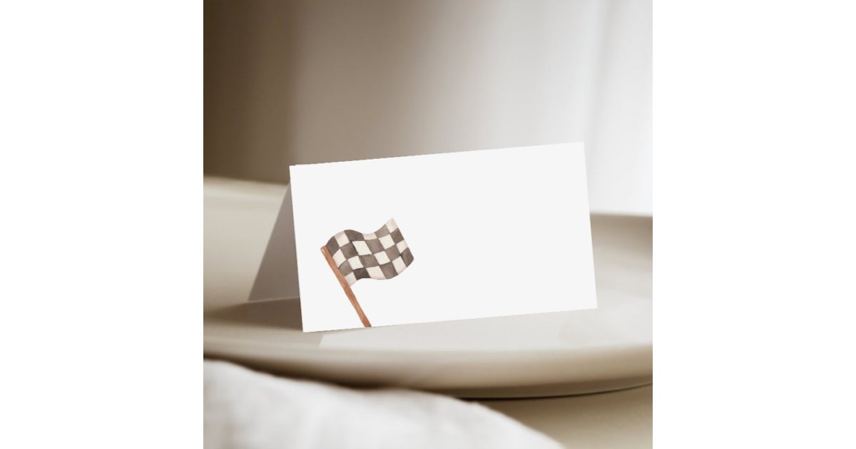 Race Flag Fill in Buffet Place Card | Zazzle