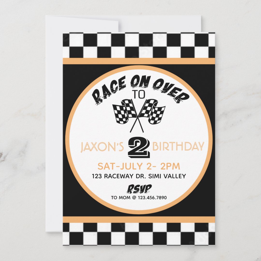 Race on over, Racing Birthday Invitation, Racing Invitation | Zazzle