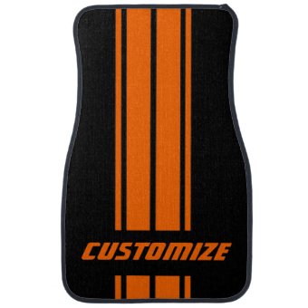 Race Stripes Neon Orange - DIY Color Car Floor Mat | Zazzle