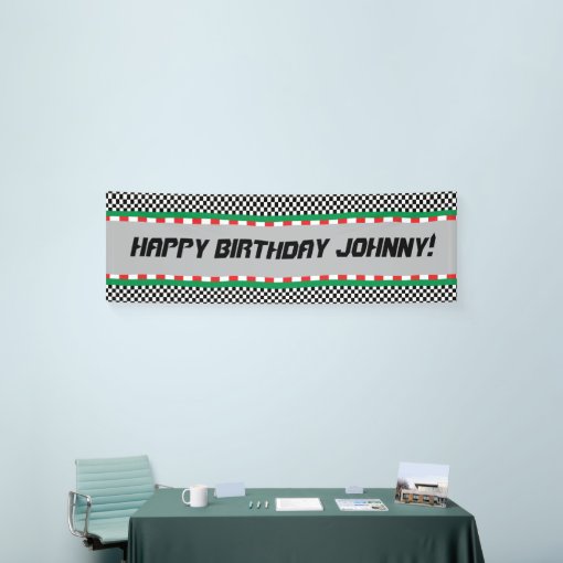 Race Track Birthday Banner, Customize it! Banner | Zazzle