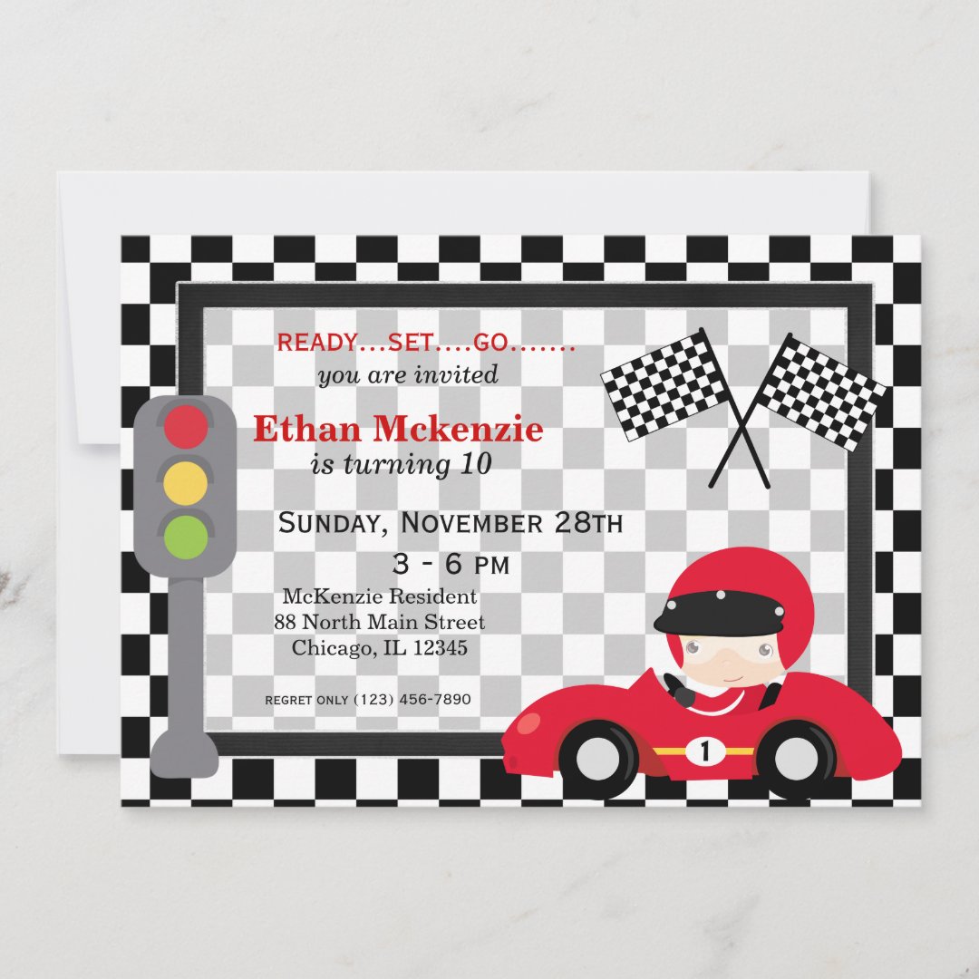 Racecar birthday invitation | Zazzle
