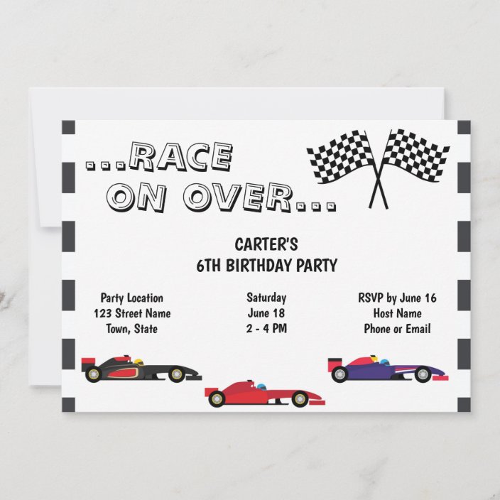 Racecar Birthday Invitation | Zazzle