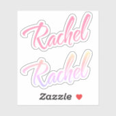 Rachel Decorative Name in Pink x2 Sticker | Zazzle
