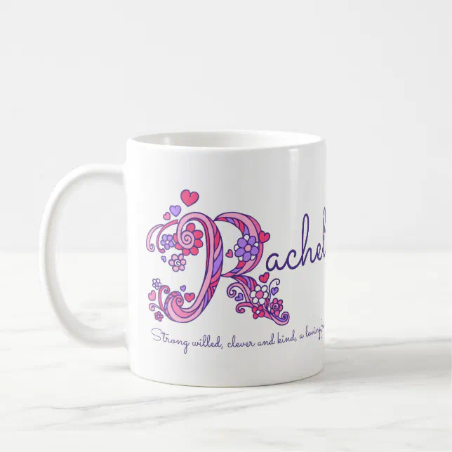 Rachel letter R name meaning doodle art mug | Zazzle