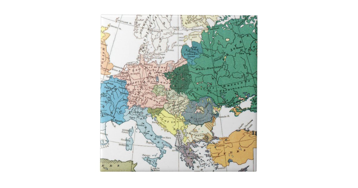 Racial Map of Europe Ceramic Tile | Zazzle
