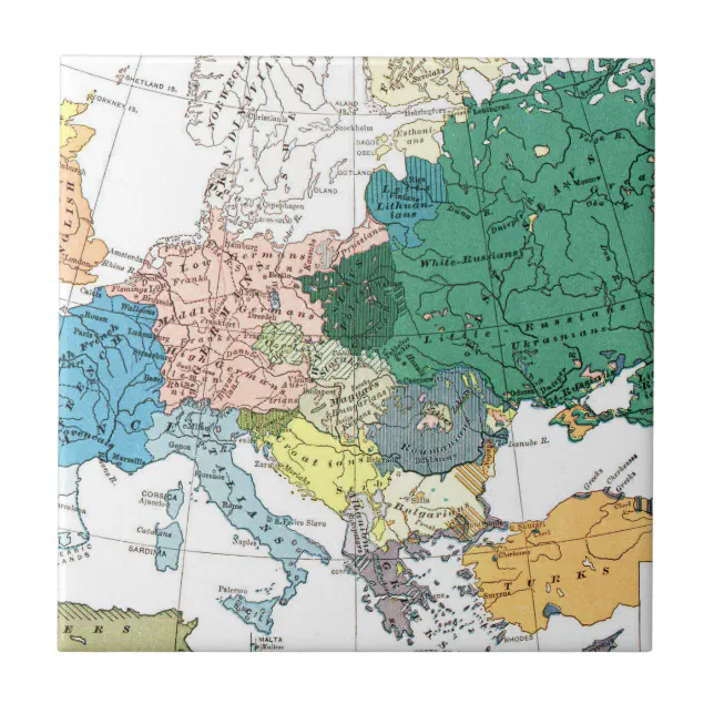 Racial Map of Europe Ceramic Tile | Zazzle