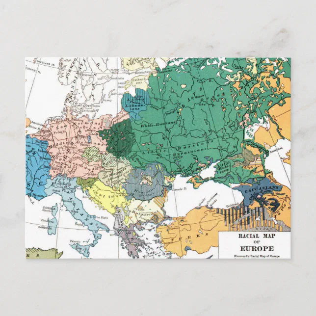 Racial Map of Europe Postcard | Zazzle