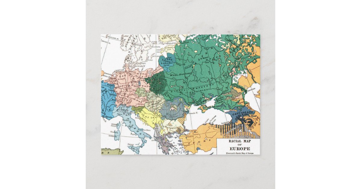 Racial Map of Europe Postcard | Zazzle