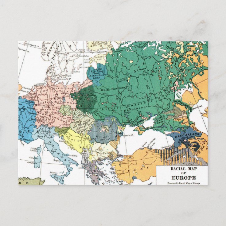Racial Map of Europe Postcard | Zazzle
